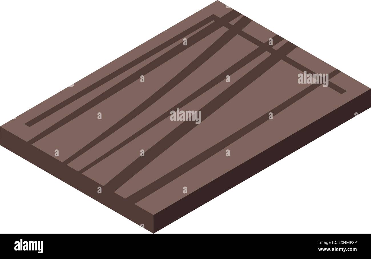 Isometric illustration of a brown wooden plank, providing a simple and ...
