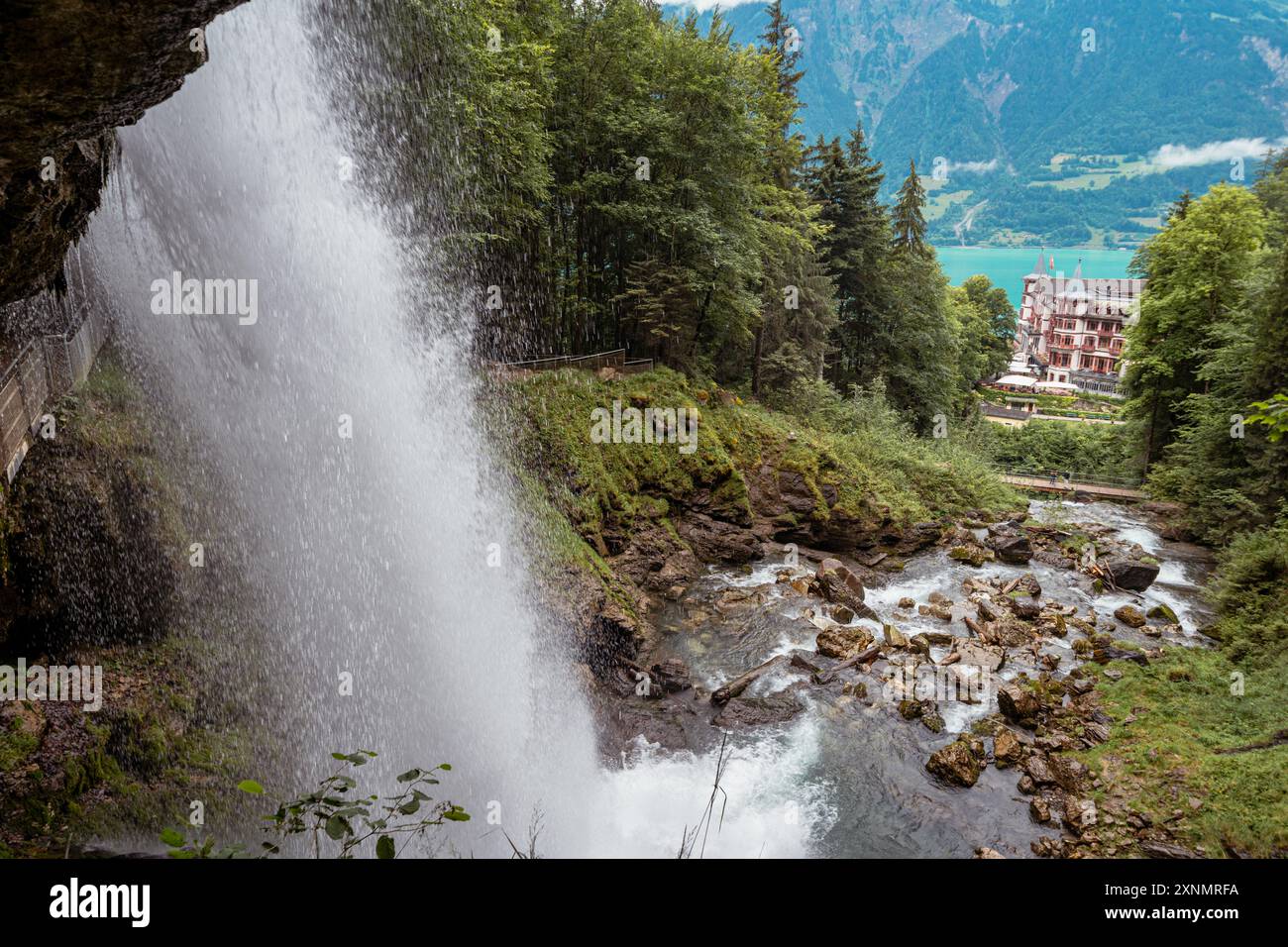 Giessbach Falls waterfall at the Lake Brienz, Switzerland Stock Photo ...