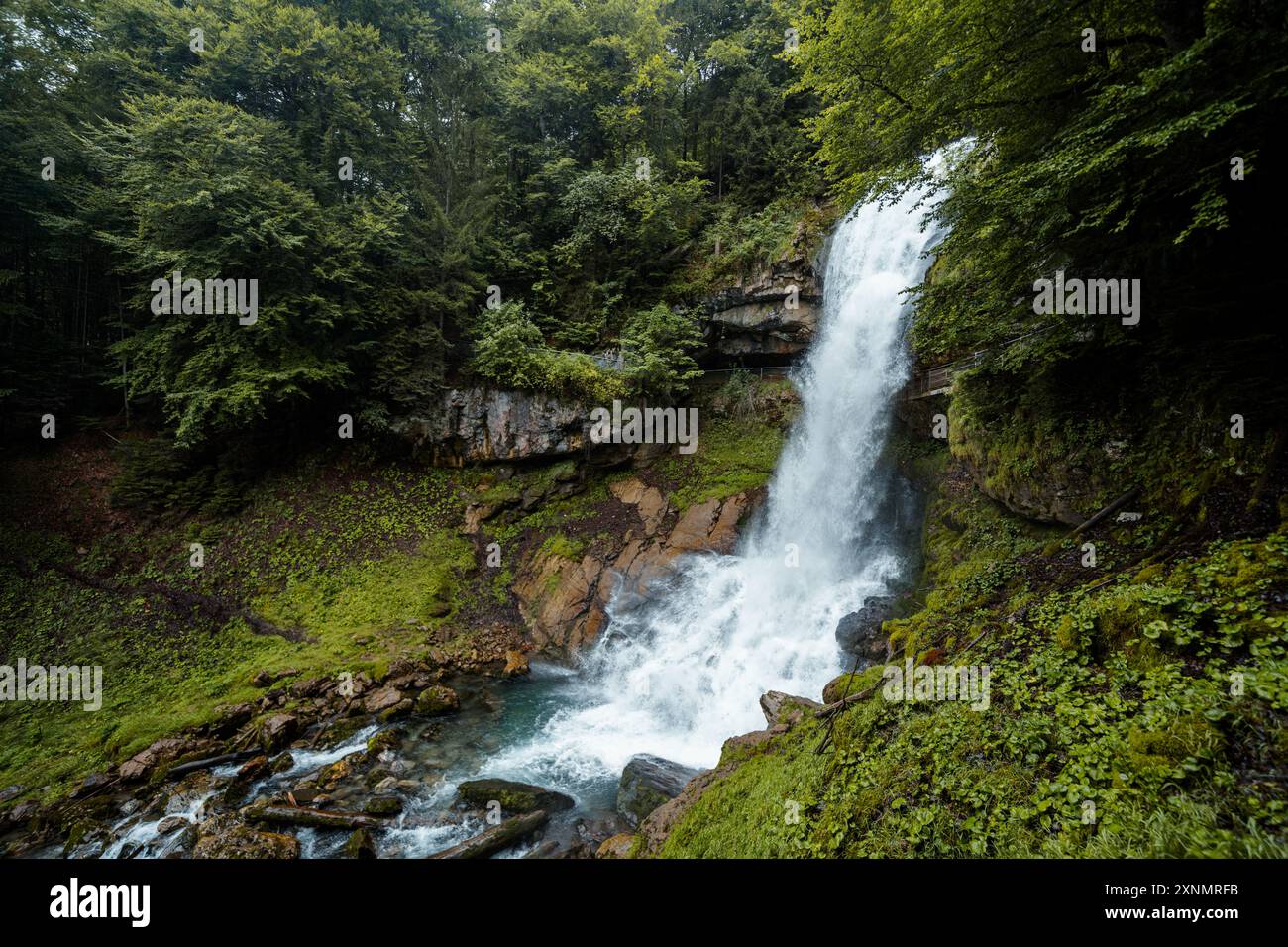 Giessbach Falls waterfall at the Lake Brienz, Switzerland Stock Photo ...
