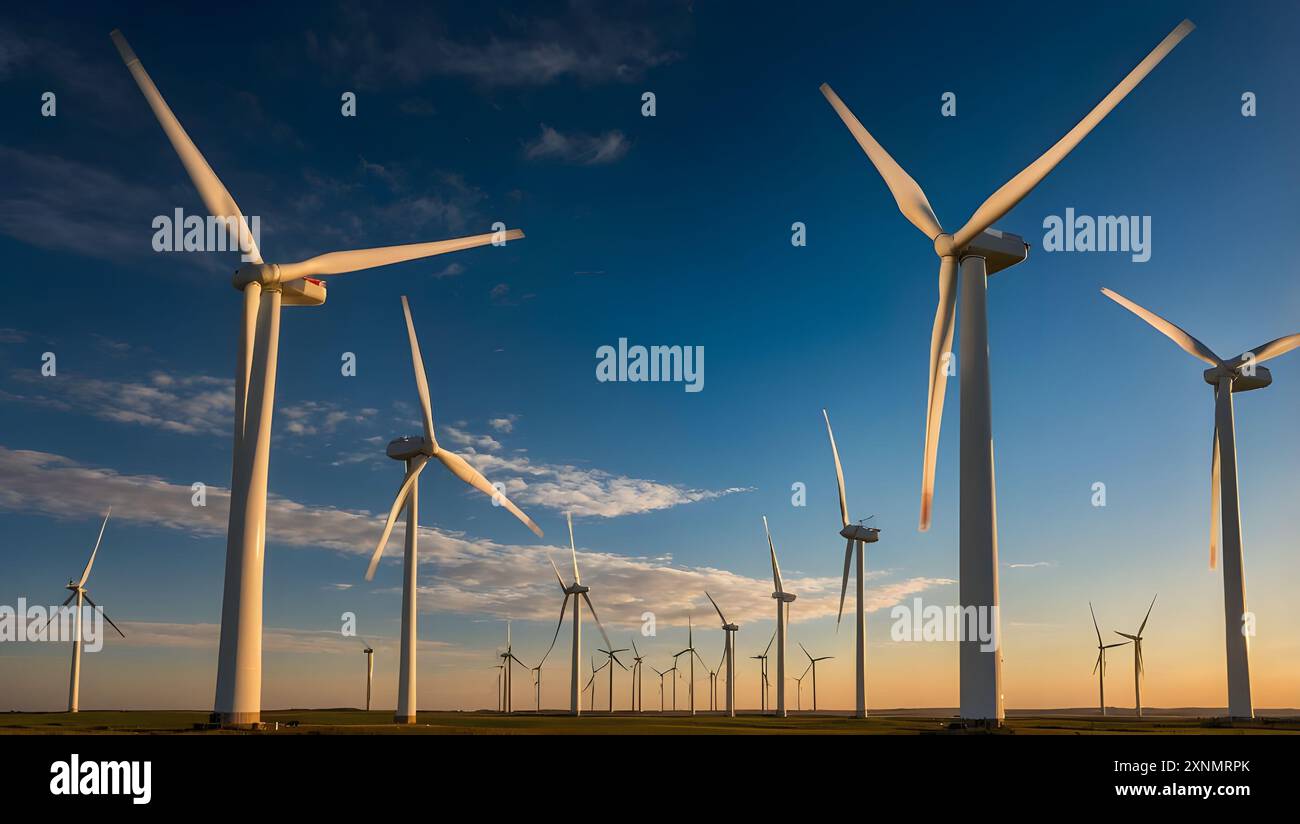 View of an offshore wind farm, wind generators at sea Stock Photo - Alamy