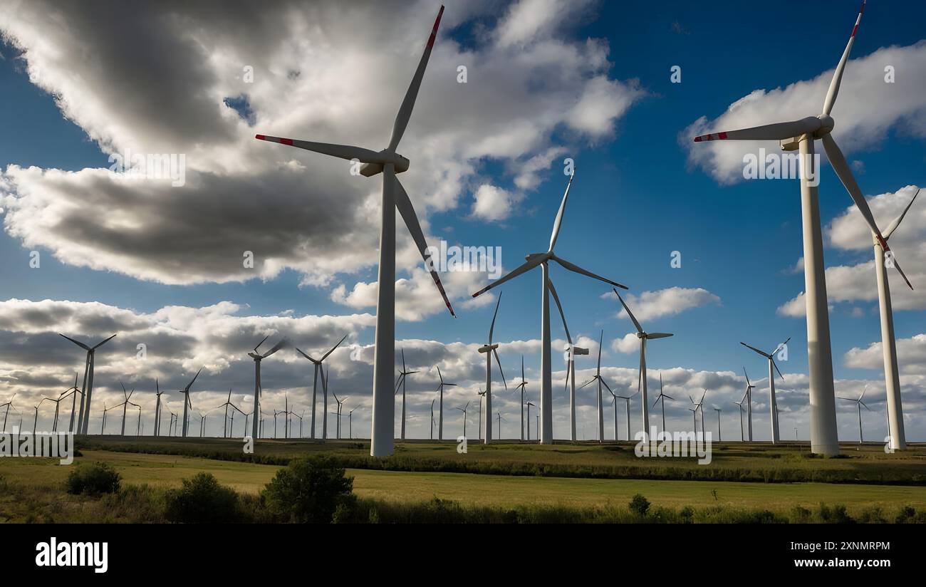View of an offshore wind farm, wind generators at sea Stock Photo - Alamy