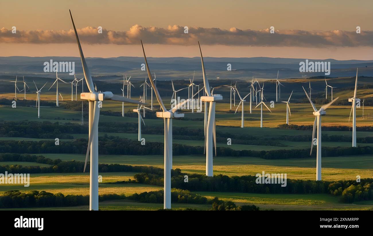 View of an offshore wind farm, wind generators at sea Stock Photo - Alamy
