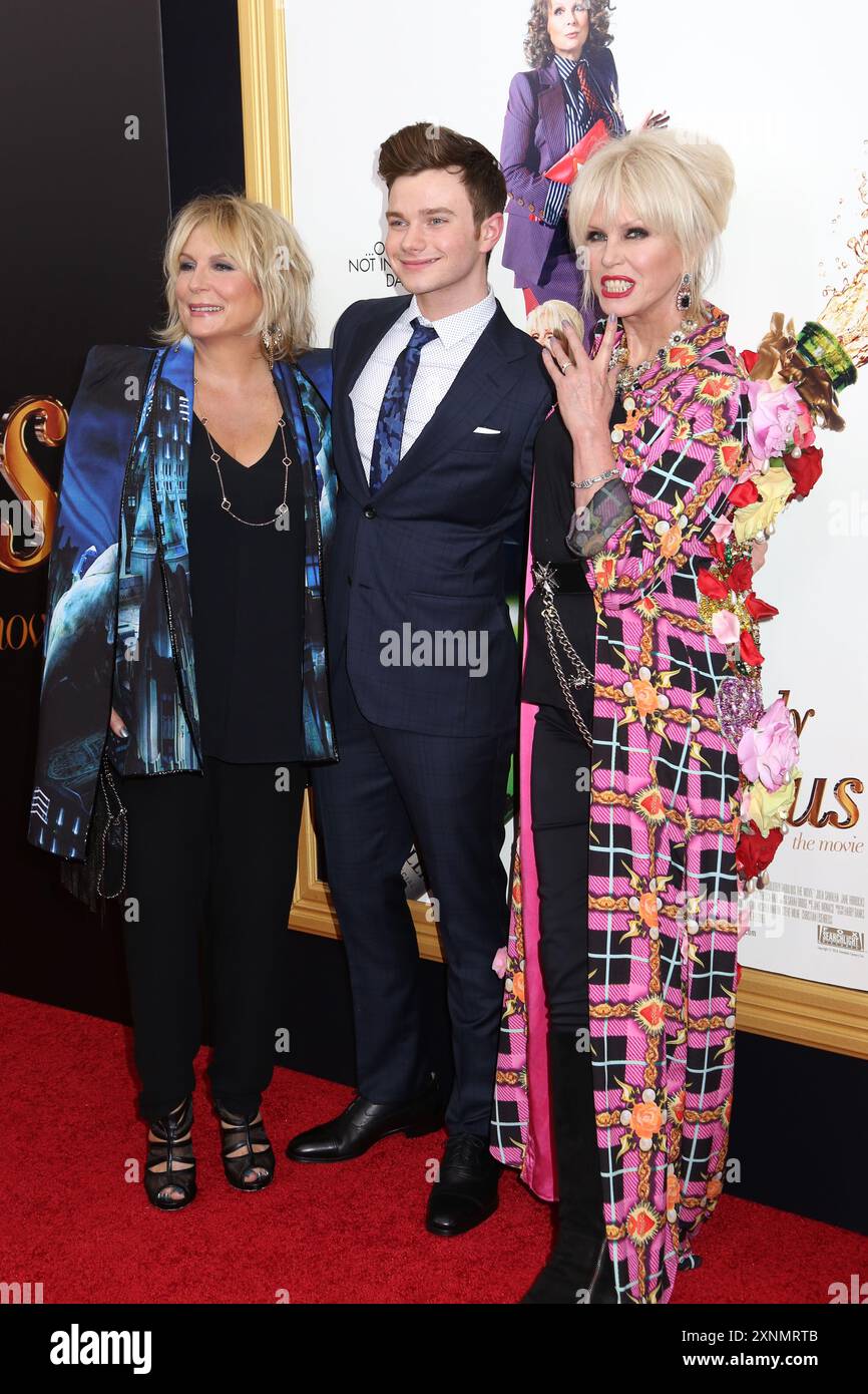 Jennifer Saunders, Chris Colfer and Joanna Lumley attend the premiere ...
