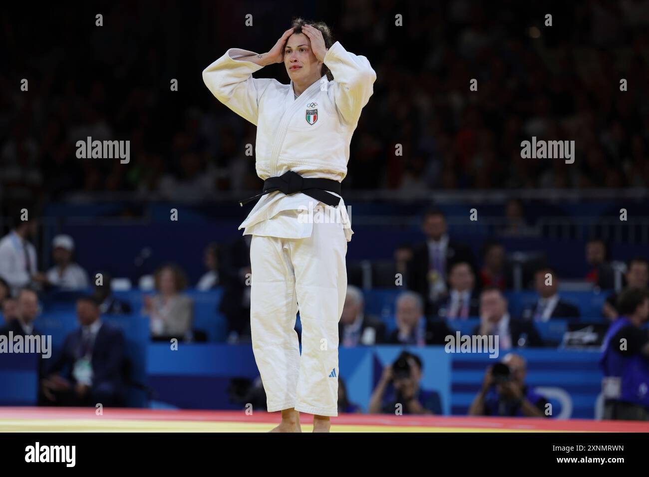 BELLANDI Alice of Italy reacts after winning the women's Judo -78 kg ...