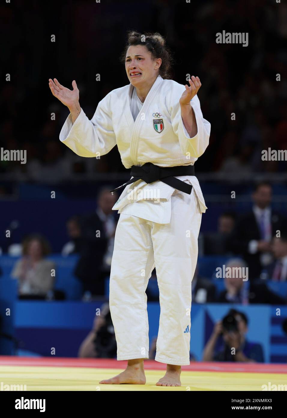 BELLANDI Alice of Italy reacts after winning the women's Judo -78 kg ...