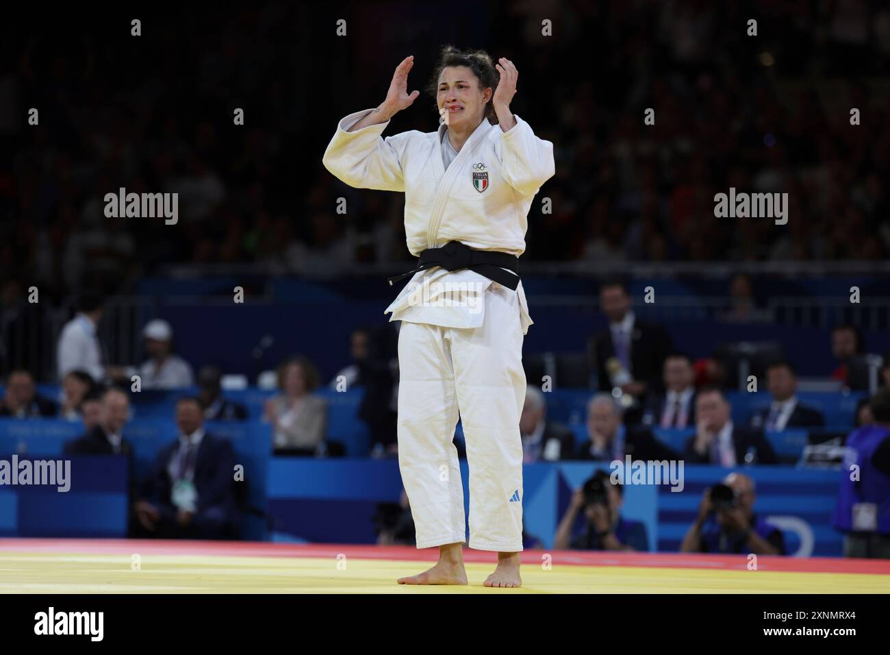BELLANDI Alice of Italy reacts after winning the women's Judo -78 kg ...
