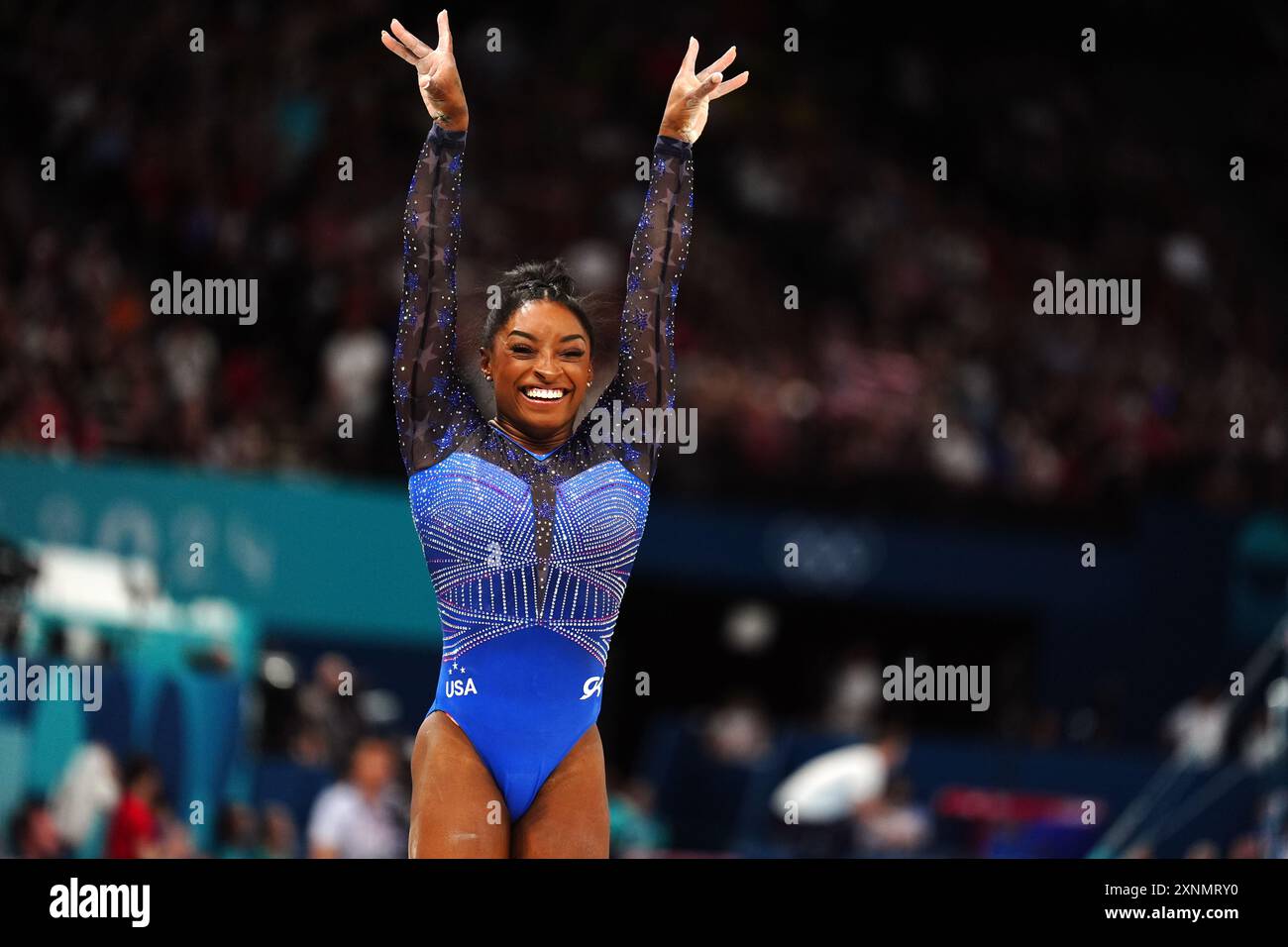 USA's Simone Biles following her performance on the Balance Beam during ...