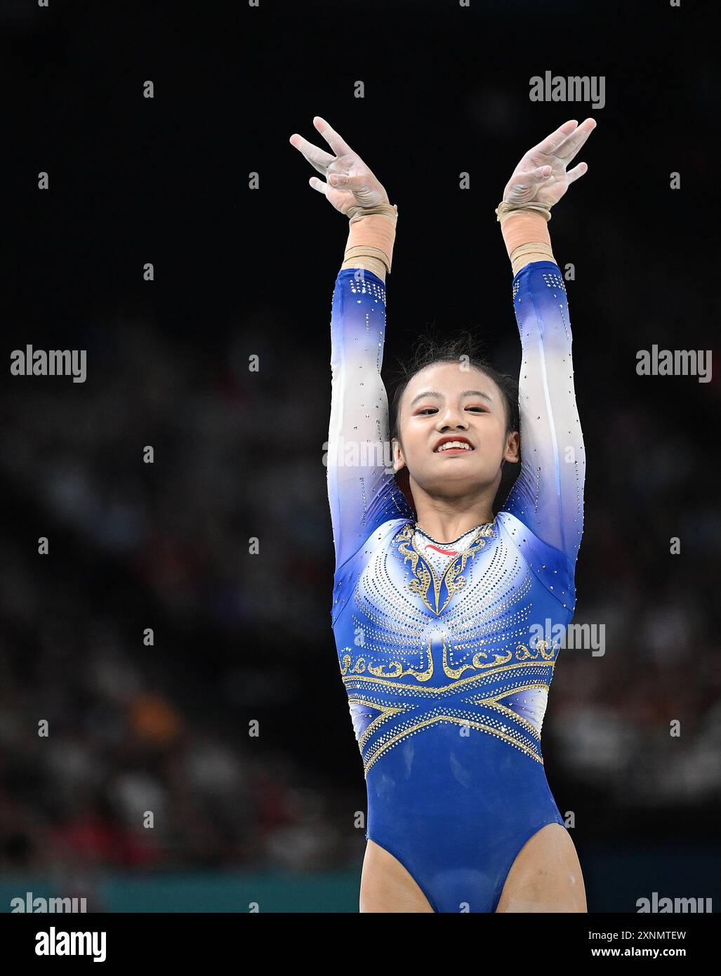 Paris, France. 1st Aug, 2024. Qiu Qiyuan of China reacts after the ...