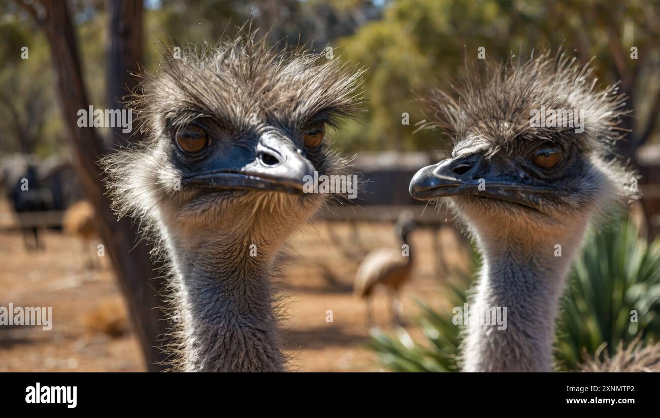 View of an ostrich farm, ostriches in close-up Stock Photo - Alamy