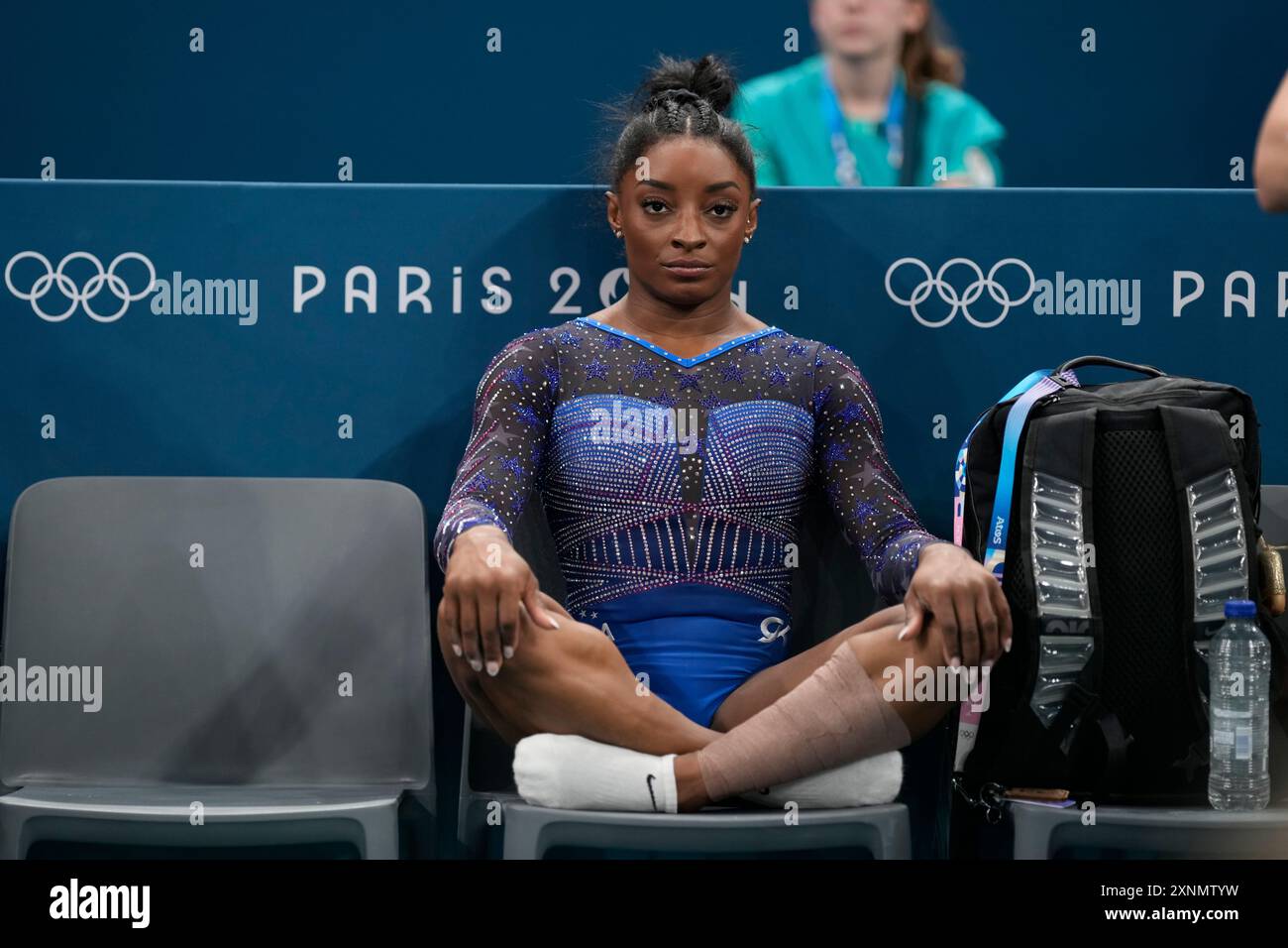 Simone Biles, of the United States, is seen during the women's artistic ...