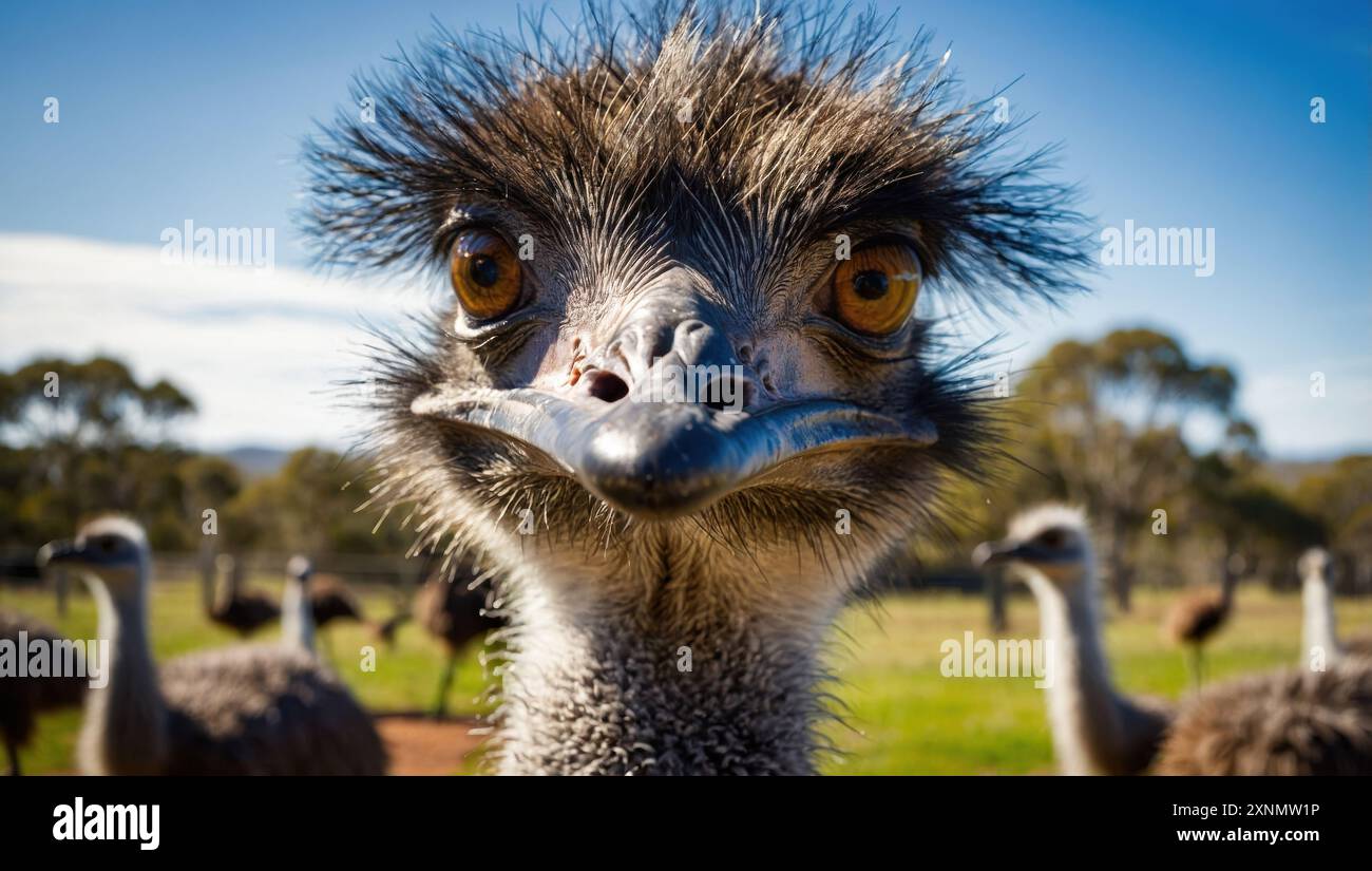 View of an ostrich farm, ostriches in close-up Stock Photo - Alamy