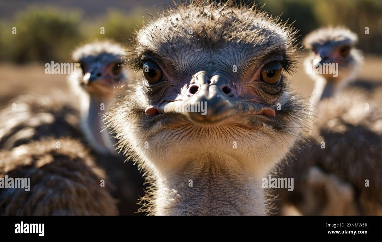 View of an ostrich farm, ostriches in close-up Stock Photo - Alamy