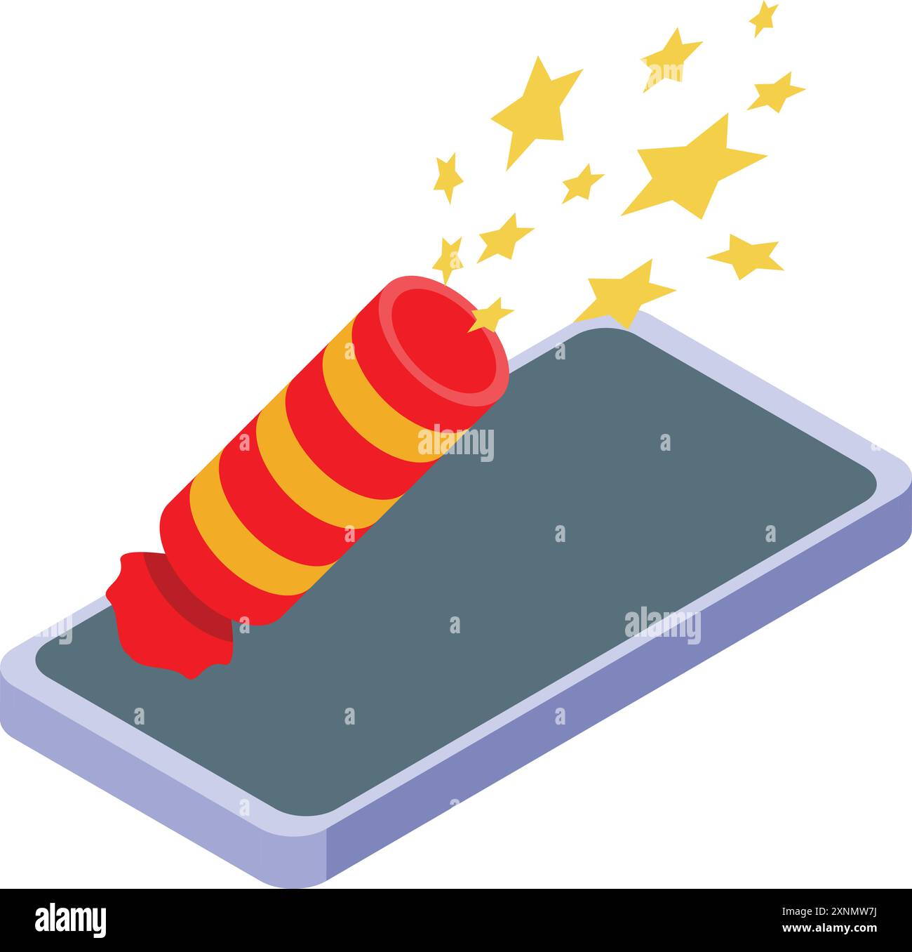 Firecracker exploding from smartphone screen for mobile games Stock ...