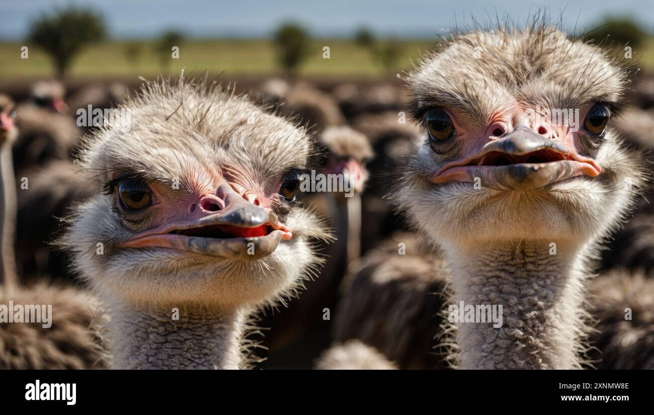 View of an ostrich farm, ostriches in close-up Stock Photo - Alamy