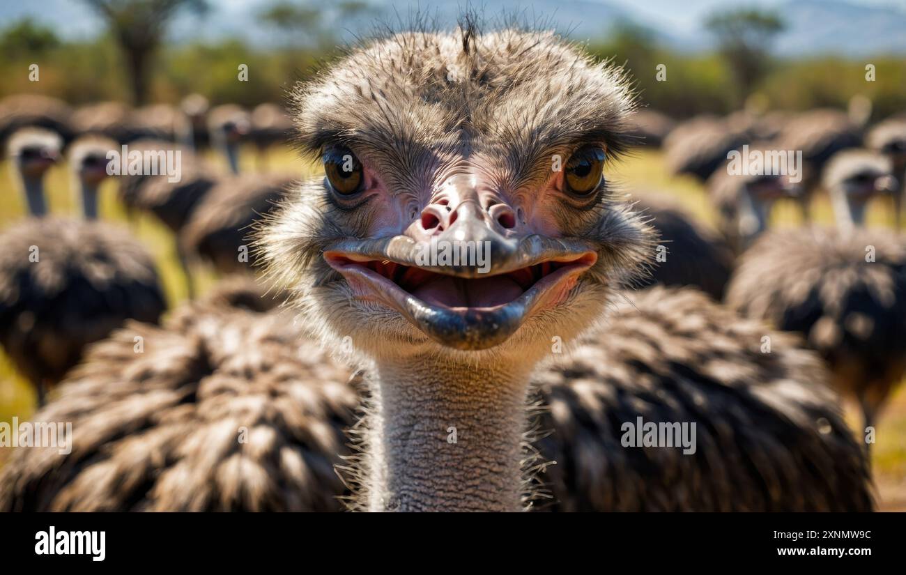 View of an ostrich farm, ostriches in close-up Stock Photo - Alamy