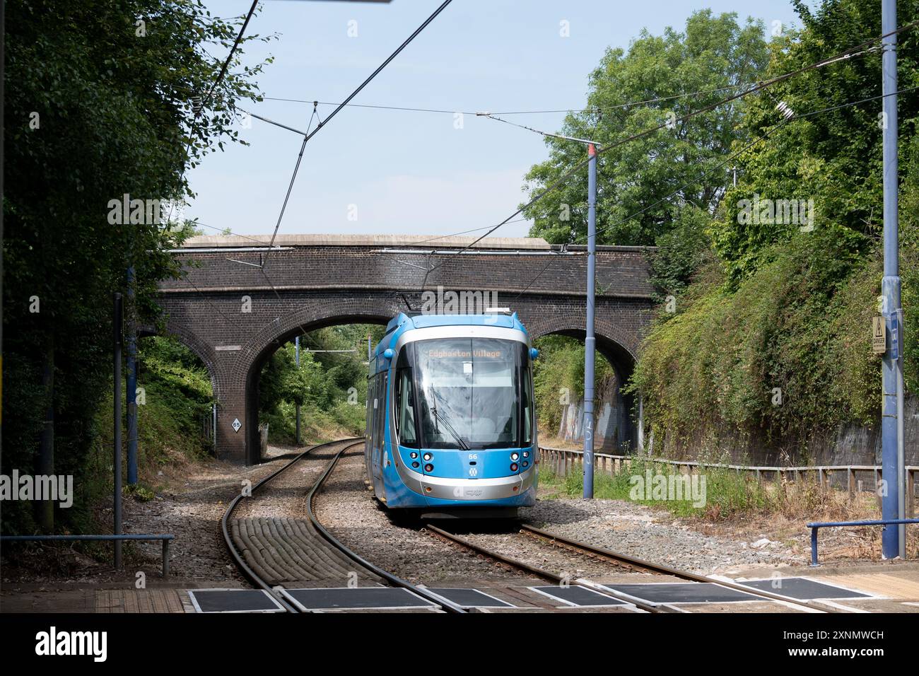 A tram approaching Dartmouth Street station, West Bromwich, Sandwell ...
