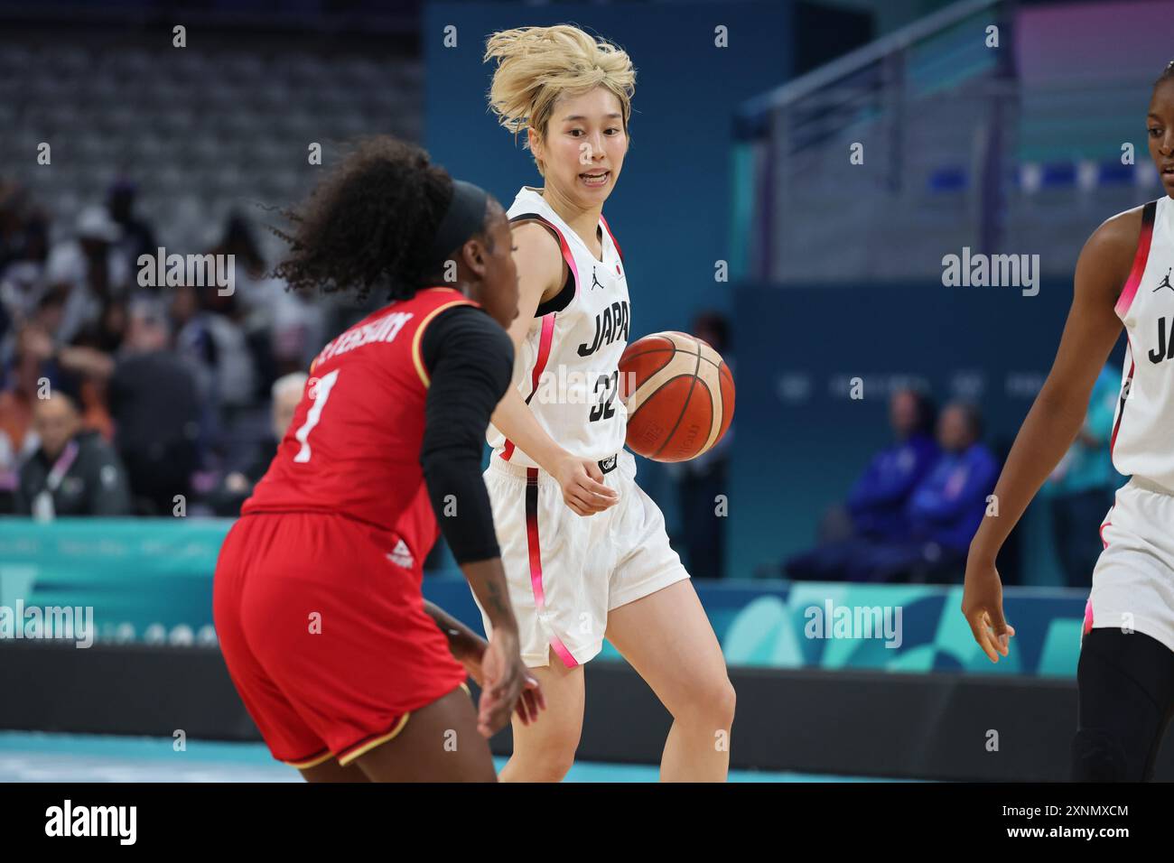 Saori Miyazaki of Japan, Basketball, Women's Group Phase - Group C between Japan and Germany ...