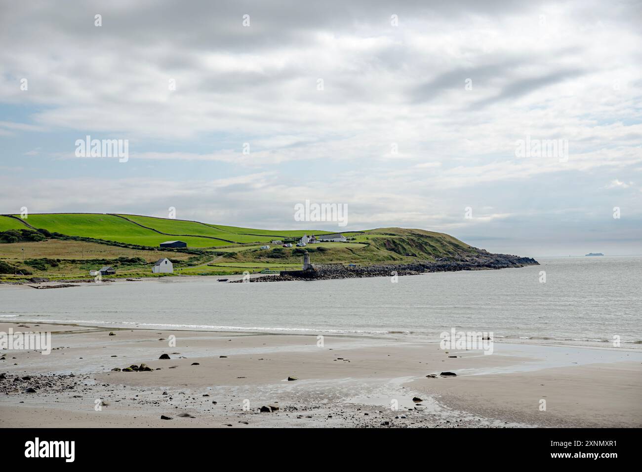 Landscape photography of beach; village; Scotland; UK; Port Logan, bay ...