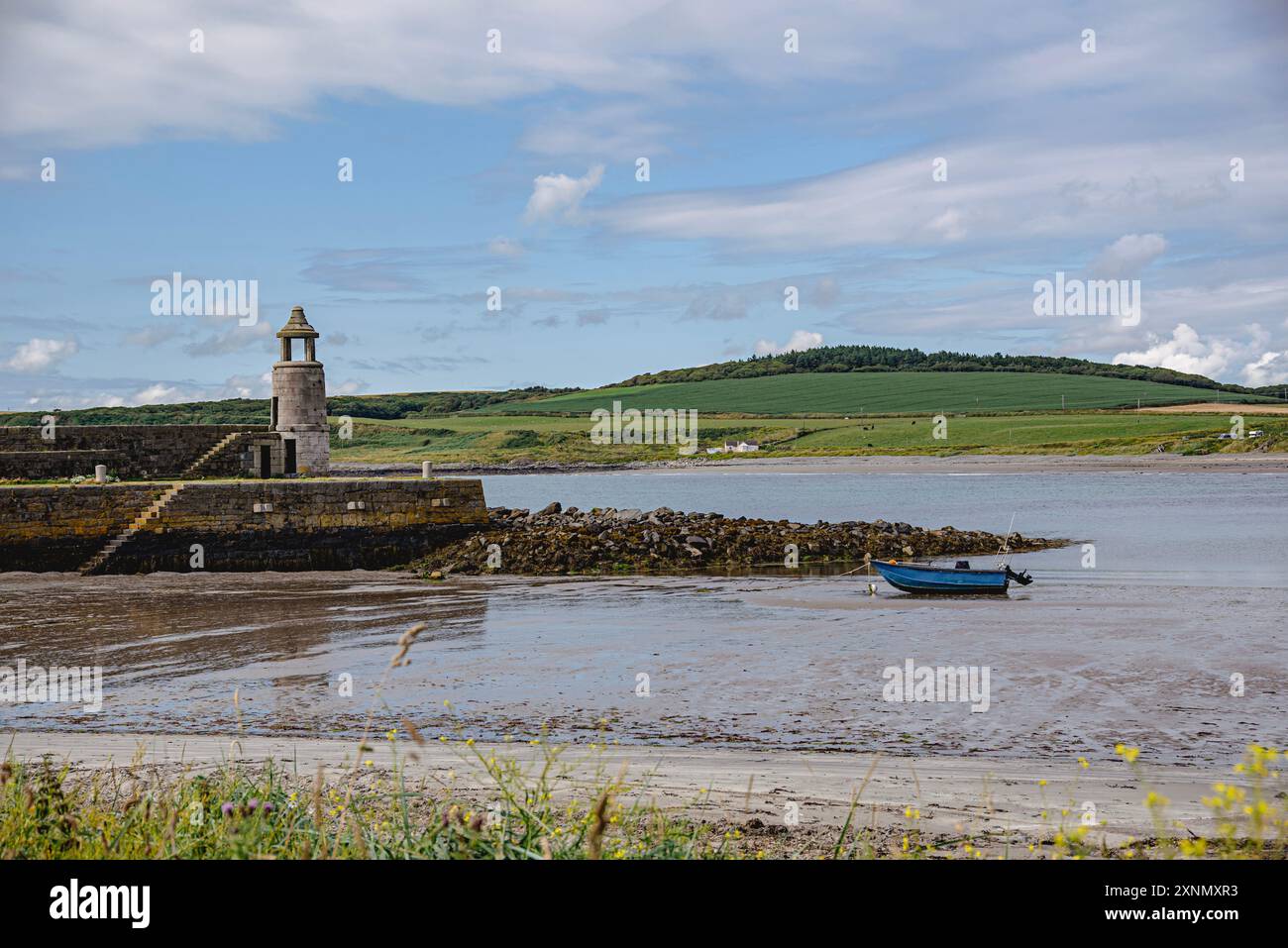 Landscape photography of beach; village; Scotland; UK; Port Logan, bay ...