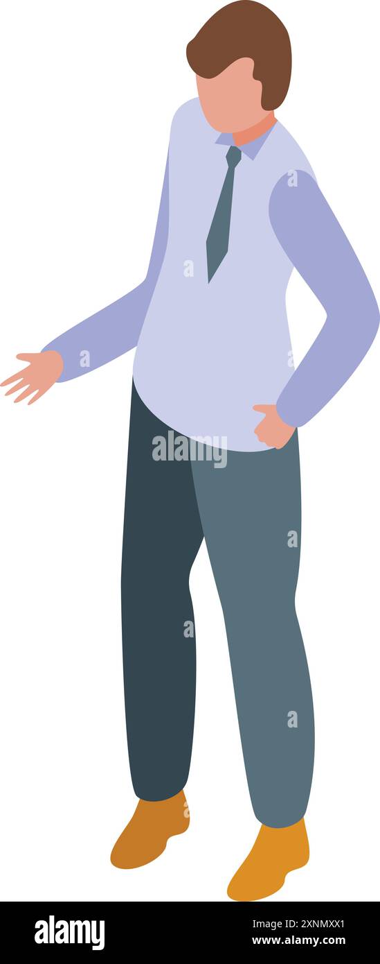 Office manager is explaining something to someone using hand gestures ...