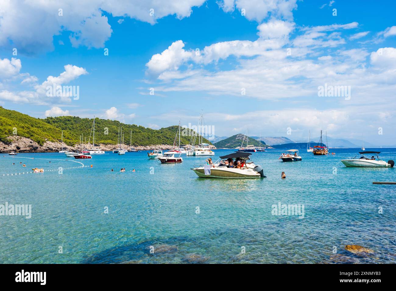 LOPUD, CROATIA - JUNE 28, 2024: Holidaymakers enjoy summer vacation and ...