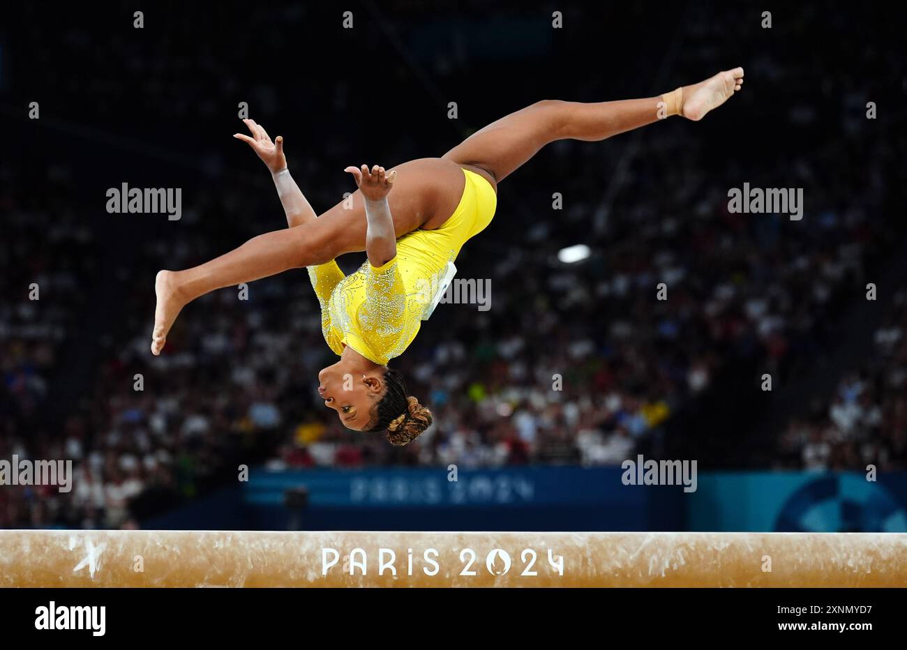 Brazil's Rebeca Andrade performs on the Balance Beam during the Women's ...
