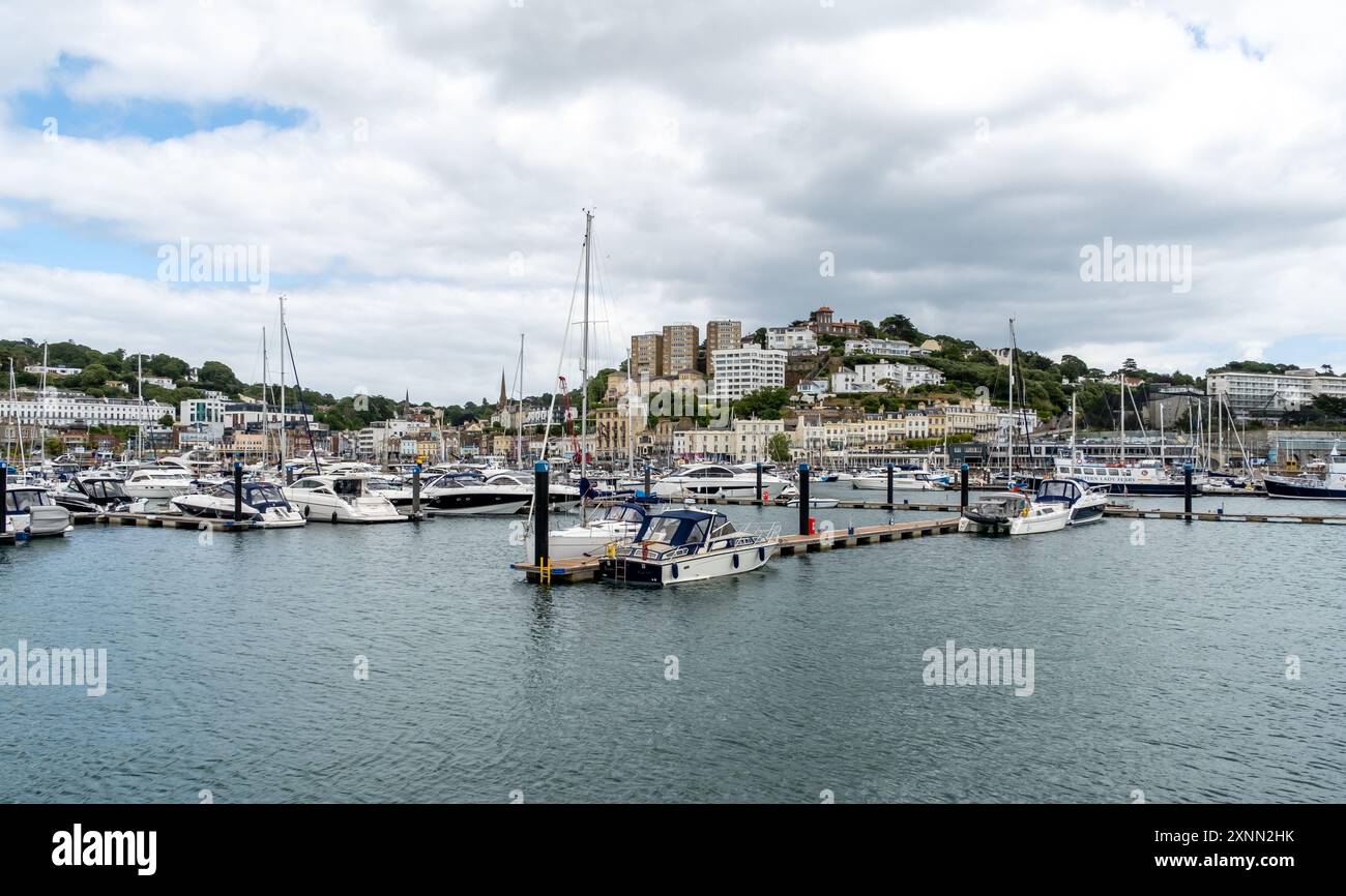 A view of the seaside town of Torquay on the English Riviera and Devon ...