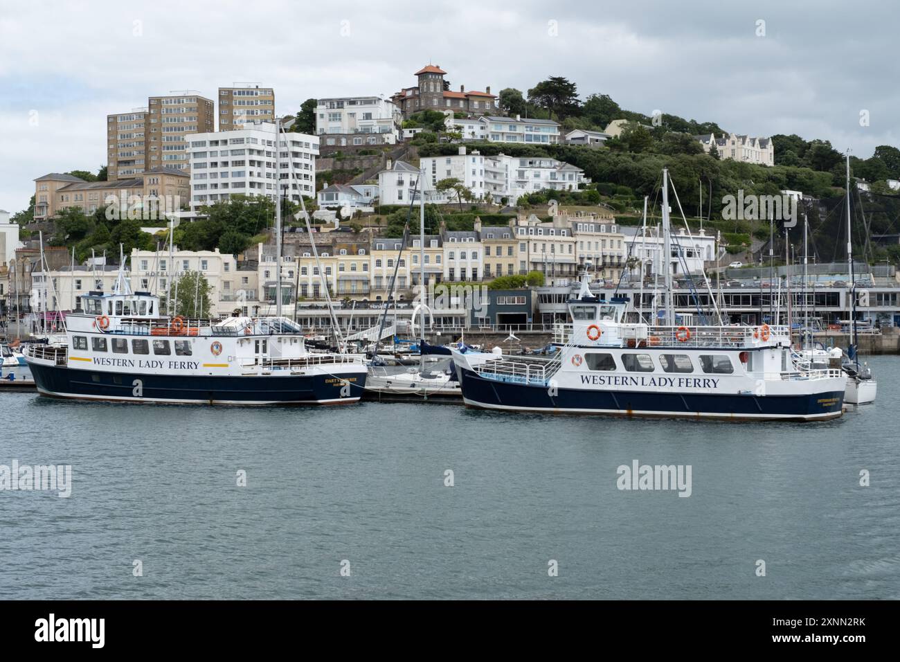 A view of the seaside town of Torquay on the English Riviera and Devon ...