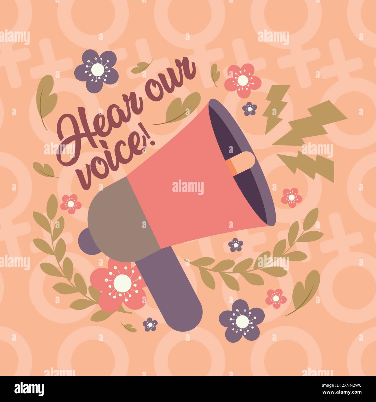 female empowerment Hear our voice poster Vector Stock Vector Image ...
