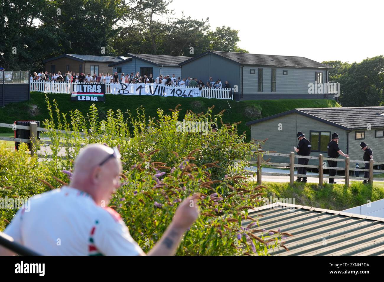 View of Legia Warszawa fans in a holiday park watching the UEFA ...