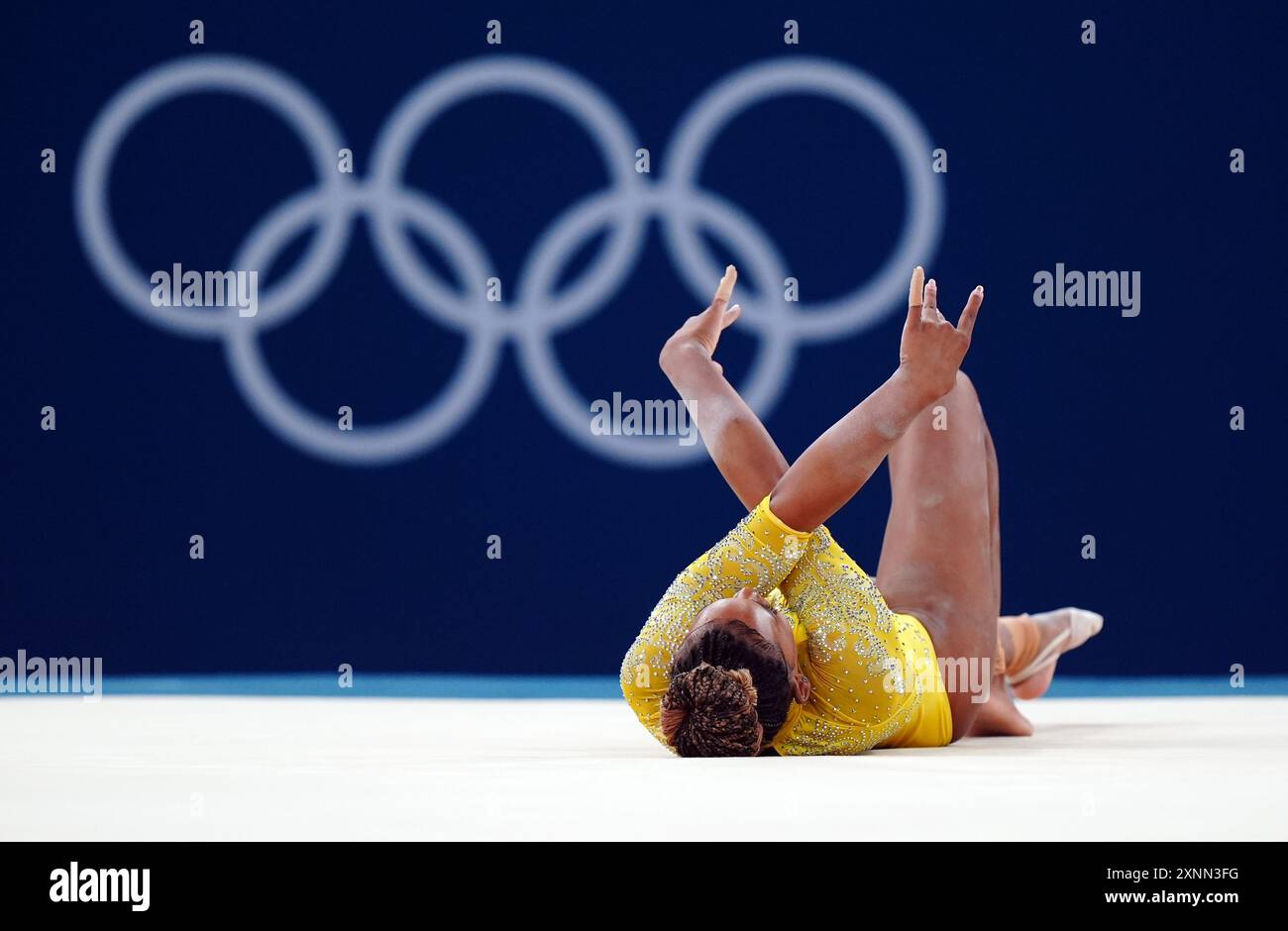 Brazil's Rebeca Andrade performs her floor routine during the Women's ...