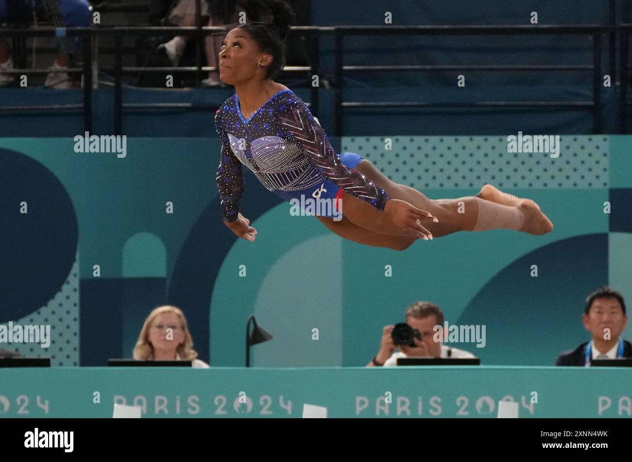 Paris, France. 01st Aug, 2024. Simone Biles of the U.S. performs in the ...