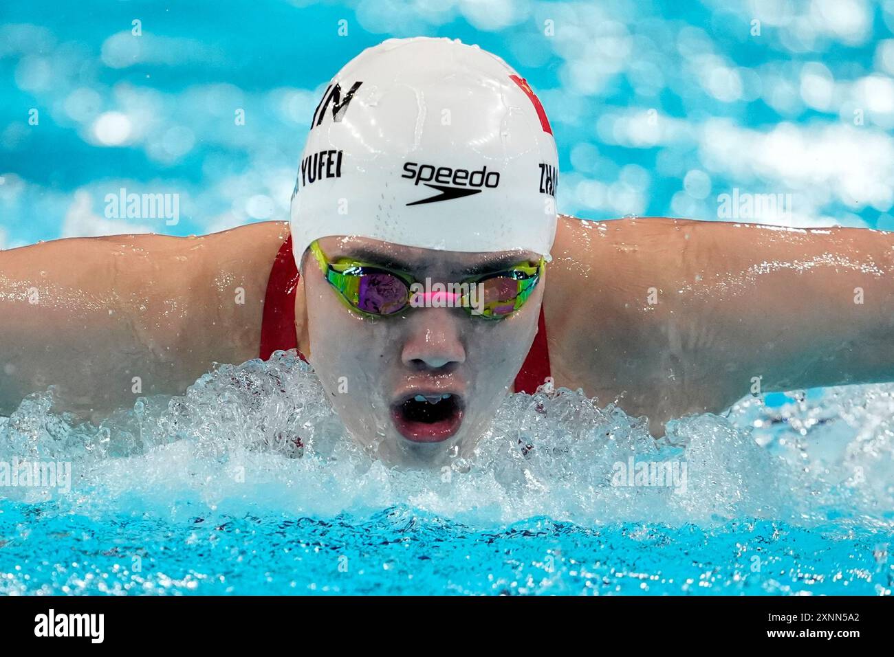 Yufei Zhang, of China, competes in the women's 200-meter butterfly ...