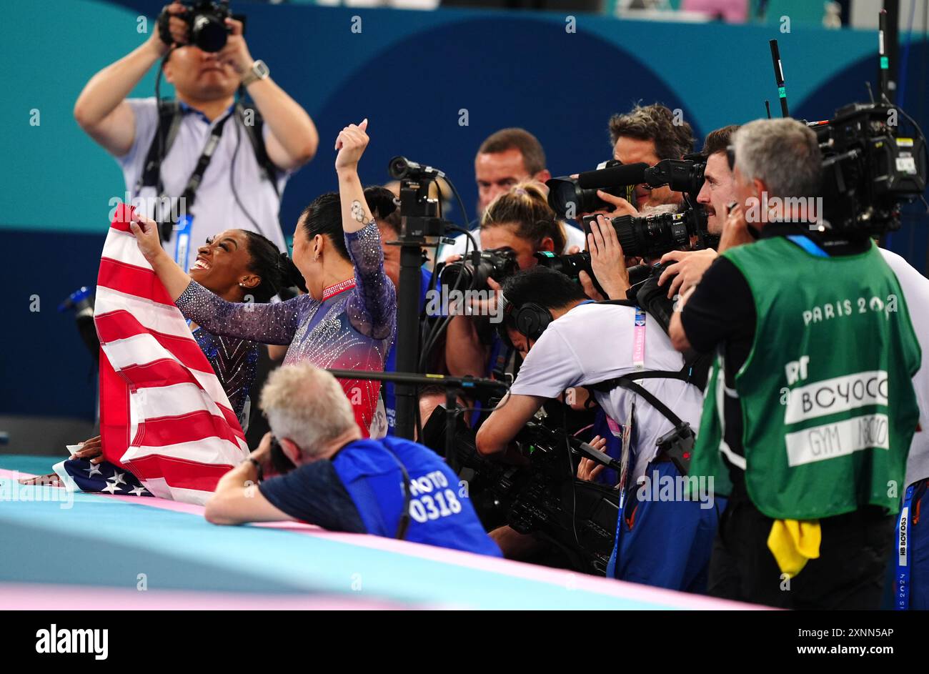 Gold medalist, USA's Simone Biles and bronze medalist, Sinisa Lee ...