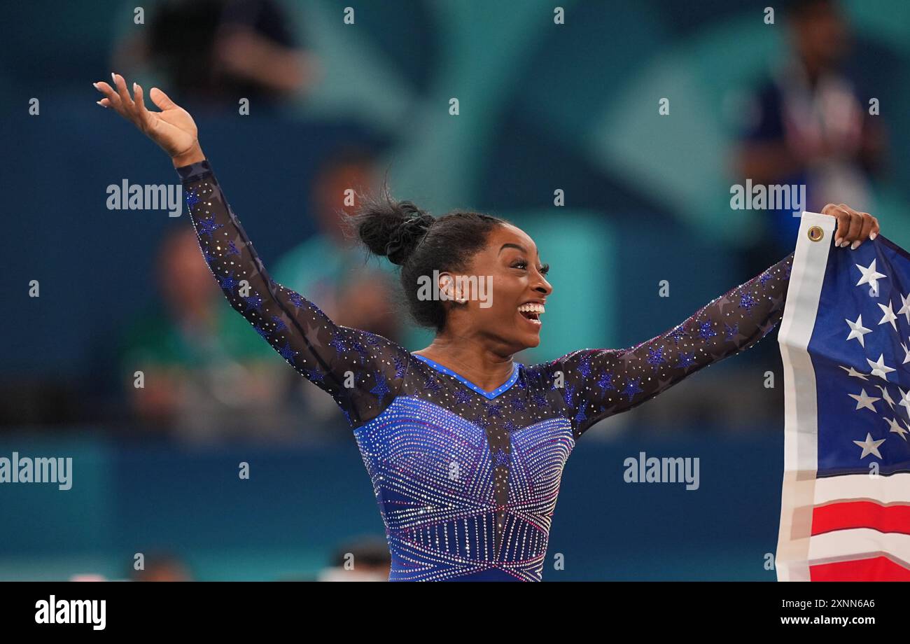 August 01 2024: Simone Bilese celebrate winning the gold at the women's ...