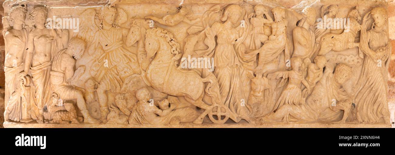 ASSISI, ITALY - MAY 17, 2024: The relief on the Early Roman Christian ...