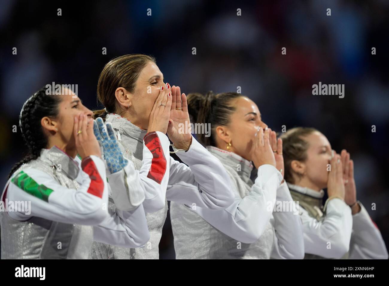 Italy's fencers Arianna Errigo, Martina Favaretto, Alice Volpi and ...