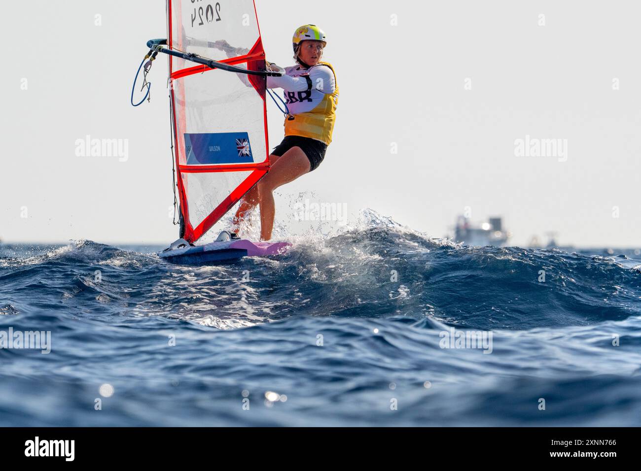 Britain's Emma Wilson looks back at the field just after finishing in a ...