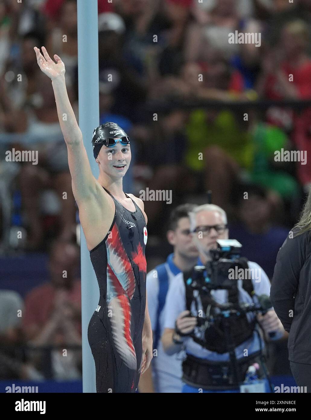 Canada's McINTOSH Summer reacts after winning the Women's 200m Backstroke Final in the Paris ...