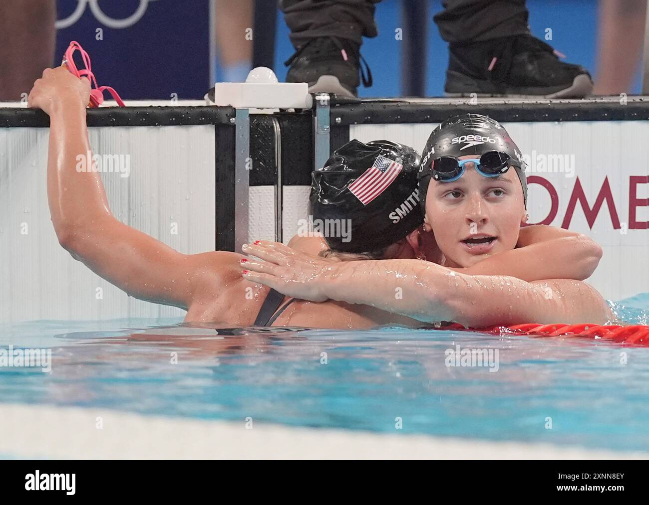 Canada's McINTOSH Summer reacts after winning the Women's 200m Backstroke Final in the Paris ...