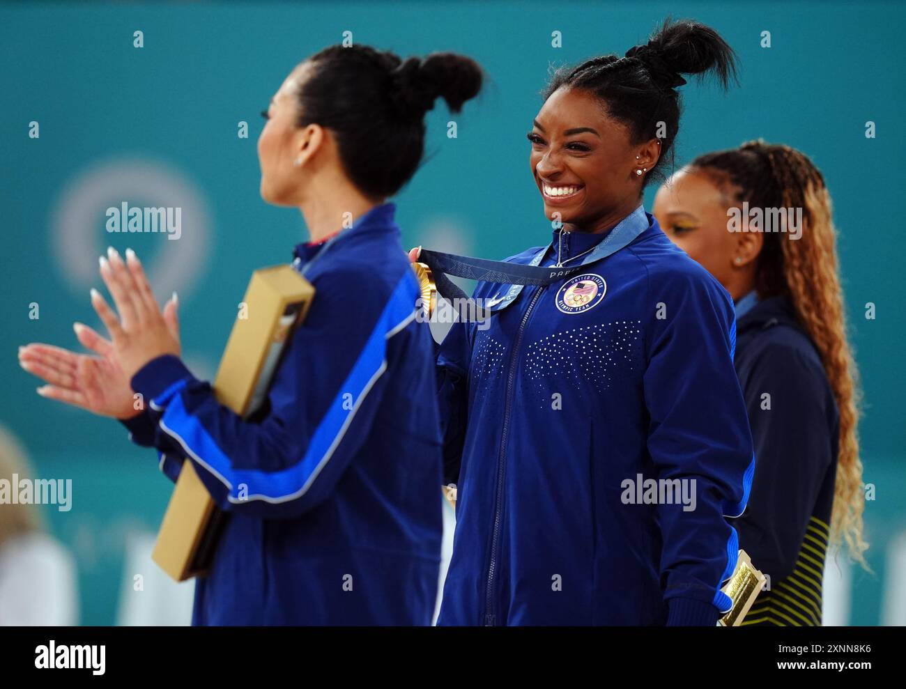 Gold medalist USA's Simone Biles and bronze medalist Sinisa Lee ...