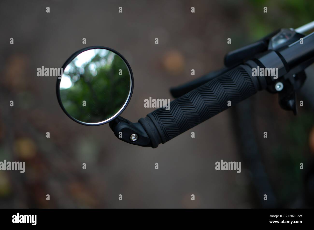bicycle rear view mirror, attached to the handlebars of the bicycle ...