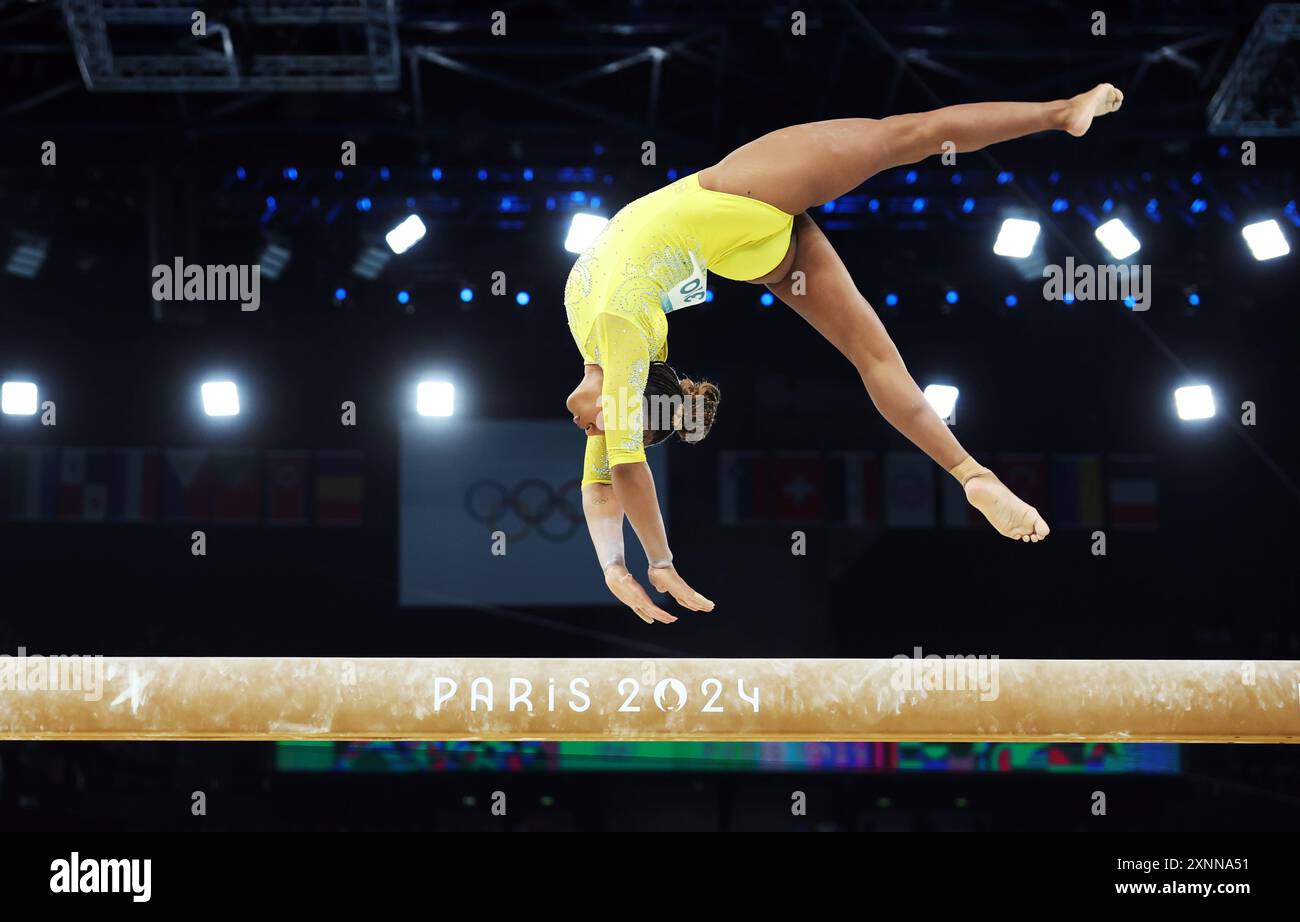 Paris, France. 1st Aug, 2024. Rebeca Andrade of Brazil competes during ...