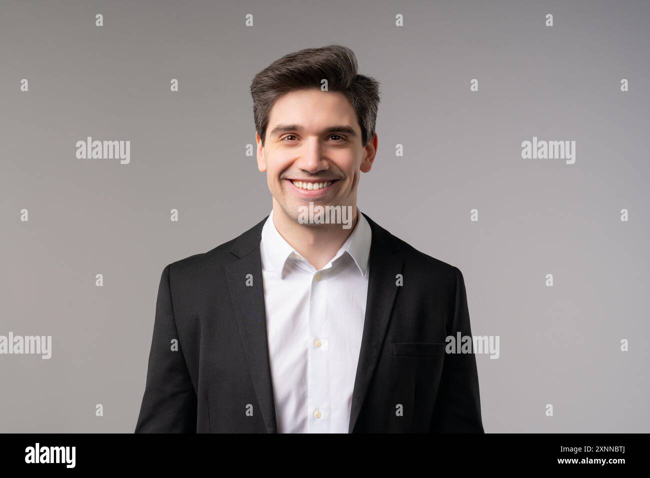 Portrait businessman boss in business dress code suit. Smiling agent ...