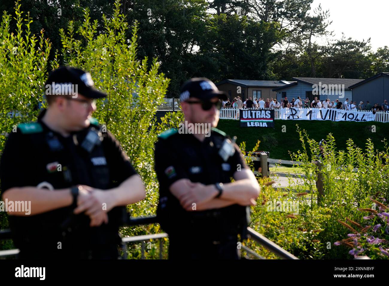 View of Legia Warszawa fans in a holiday park watching the UEFA ...