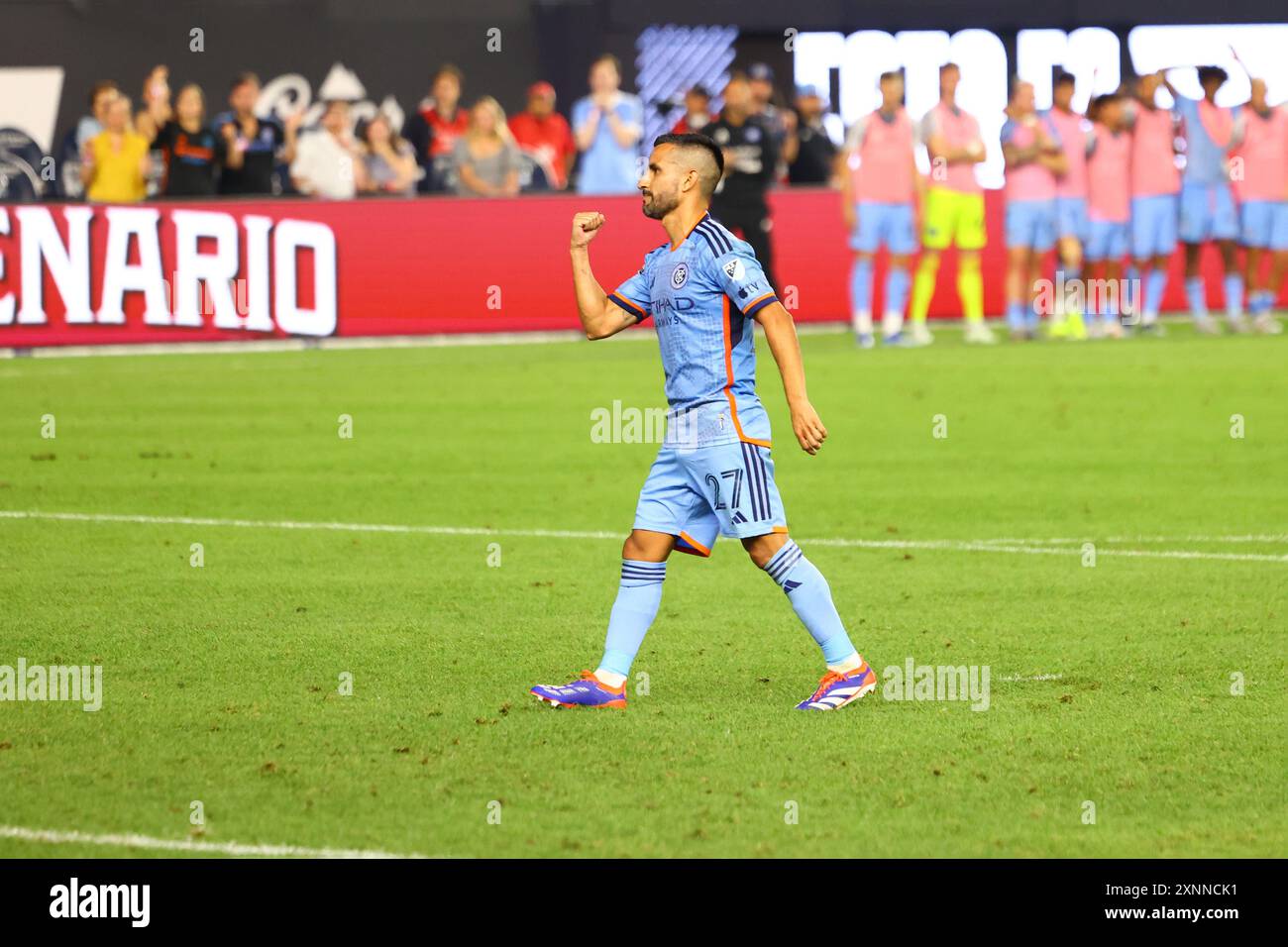 New York City FC midfielder Maxi Morález #27 kicks and scores during a ...