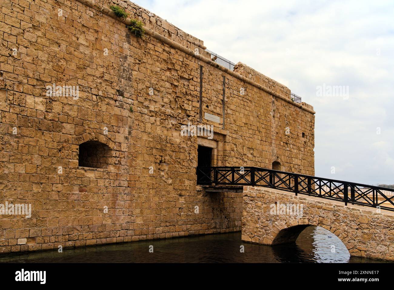Ruins of a medieval stone castle in the port of Paphos, Republic of ...
