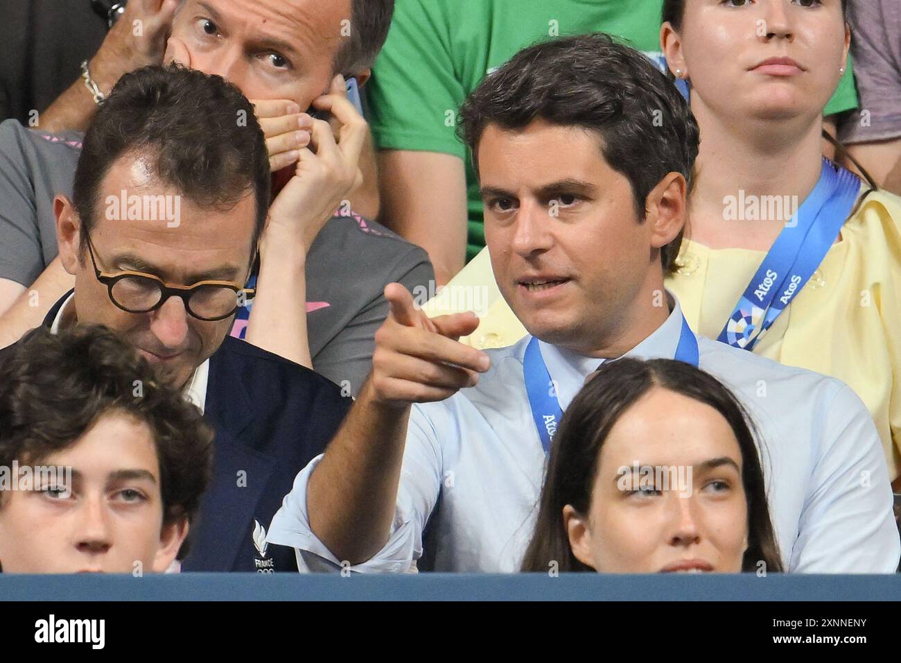 Paris, France. 01st Aug, 2024. Gabriel Attal attends the Table Tennis ...