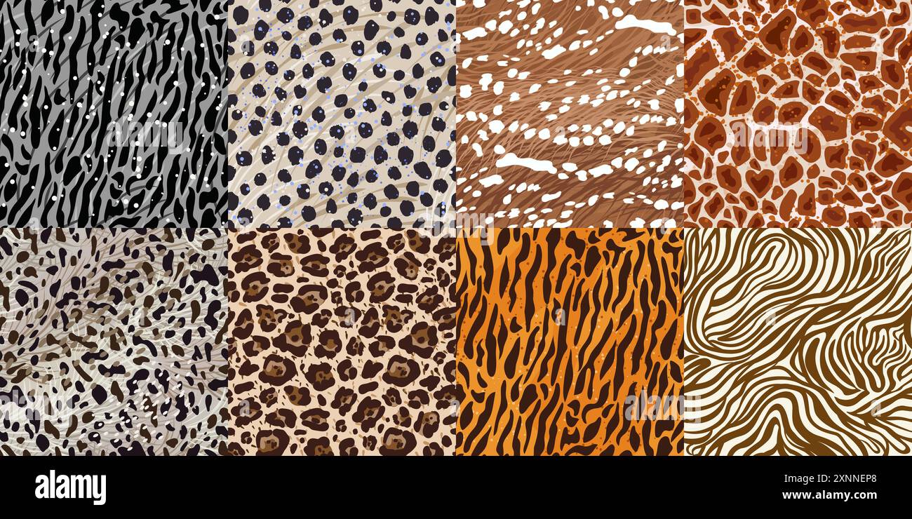 Set of 8 Wild Animal Prints. Seamless Patterns Stock Vector Image & Art ...
