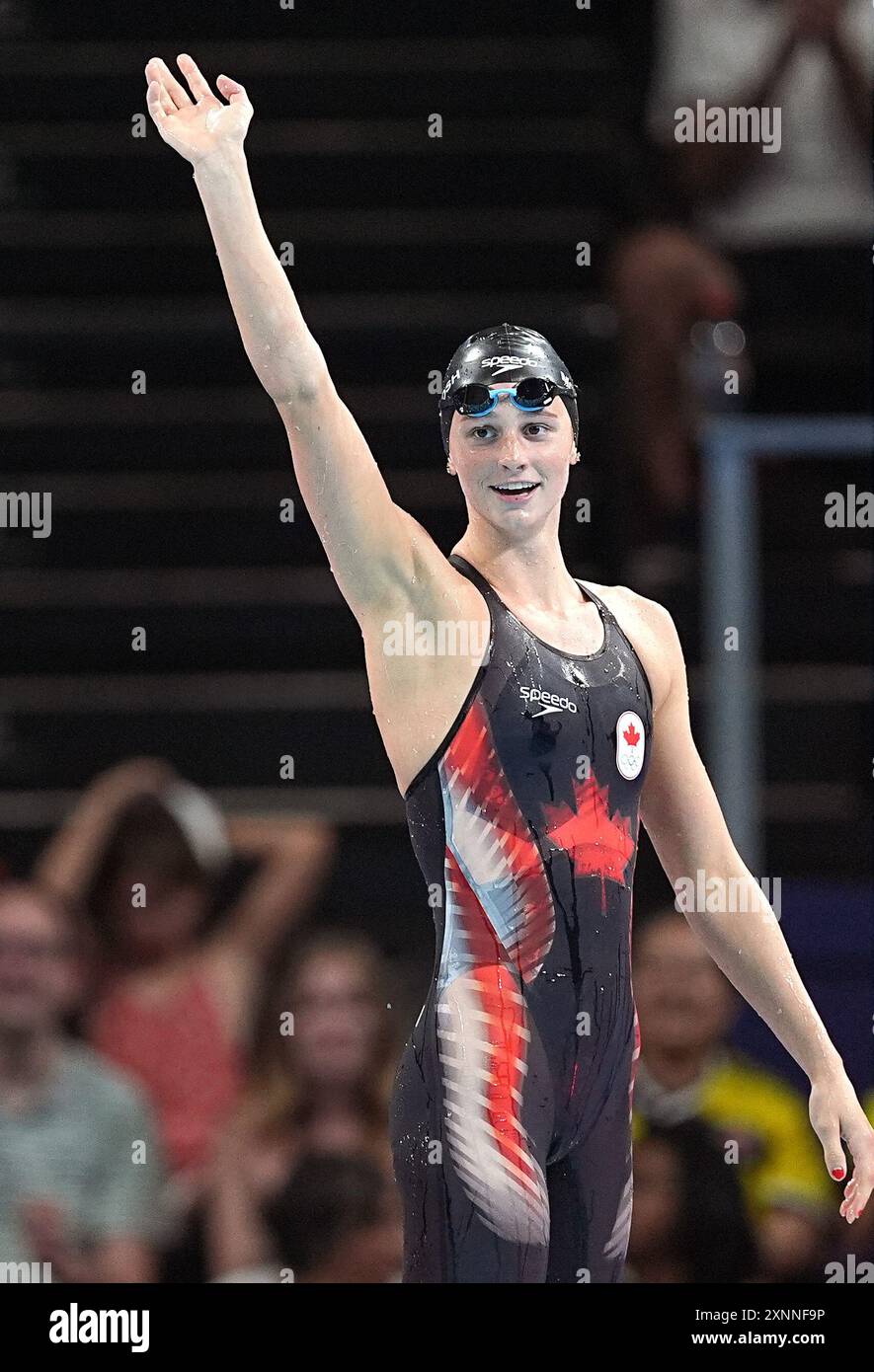 Paris, France. 1st Aug, 2024. Summer McIntosh of Canada celebrates ...